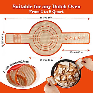 UBeesize Thickened Silicone Bread Sling, Reusable Sourdough Bread Baking Mat For Dutch Oven 2-8 Qrt, Non-Stick, Easy To Clean, With Extra Long Handles Bread Baking Sheet Liner