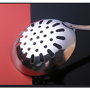 2 Pcs Soup Spoon, 13 Inch Stainless Steel Leaky Spoon and Soup Spoon with Wooden Handle for Cooking (2)