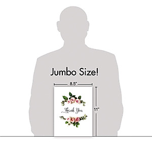 NobleWorks - Beautiful Thank You Card with Envelope (XL 8.25 x 9.75 Inch), Appreciation Greeting Card with Fancy Floral, All Occasion Thank You Notecard - Elegant Flowers J4175ATYG