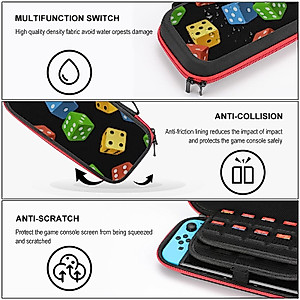Varicoloured Dice Printed Carrying Case Storage Bag For Switch Lite & Accessories Travel Portable