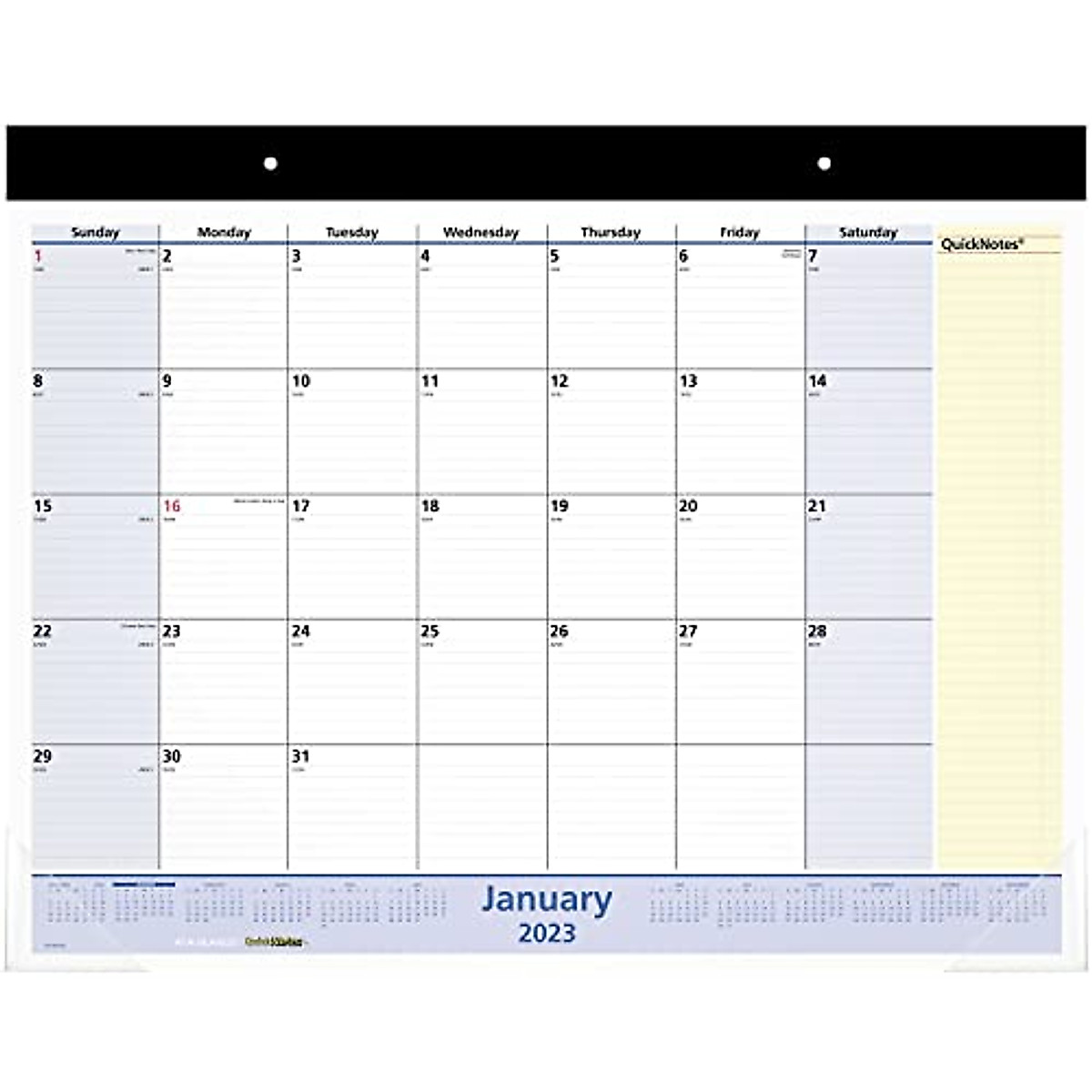 AT-A-GLANCE 2023 Monthly Desk Calendar, Desk Pad, QuickNotes, 22" x 17", Standard (SK70000)