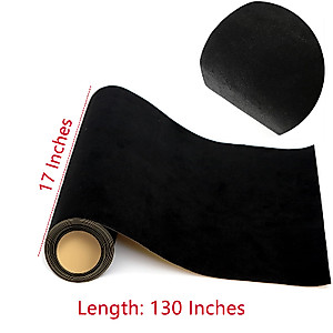 Mesheshe Self Adhesive Felt Fabric, Soft Velvet Drawer Liner, DIY Velvet Fabric for Art & Crafts, Jewelry Box Felt Liner, Solid Color Felt Wallpaper (17" x 130", Black)