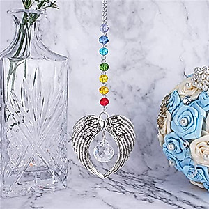 H&D HYALINE & DORA Crystal Angel Wing Pendant with Crystal Ball Hangings Suncatcher for Home Window Decor