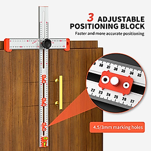 2024 Newest Adjustable 2-in-1 Drilling Positioning Ruler, Cabinet Hardware Jig,T Square Ruler Cabinet Handle Jig, Woodworking Ruler, Cabinet Drawer Door Hole Drilling Template (25inch)