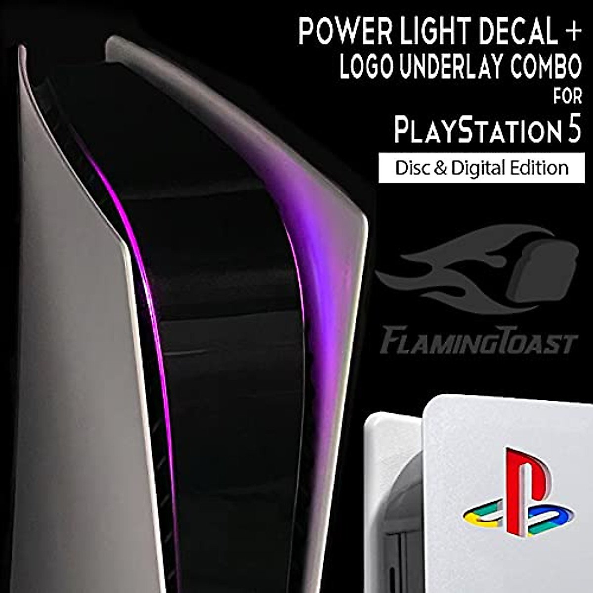 Power Light Decal and Underlay Sticker Combo for PS5 Playstation 5 (Purple)