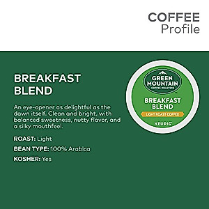 Green Mountain Coffee Keurig Single-Serve K-Cup Pods, Breakfast Blend Light Roast Coffee, 12 Count