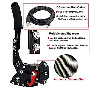 Obokidly Upgrade 2-IN-1 USB Handbrake Support G27/G29/G920 Compatible With PS4/XBOX ONE + PC For Simracing Game Sim Rig With Clamp (Support G920 With Clamp, Black)