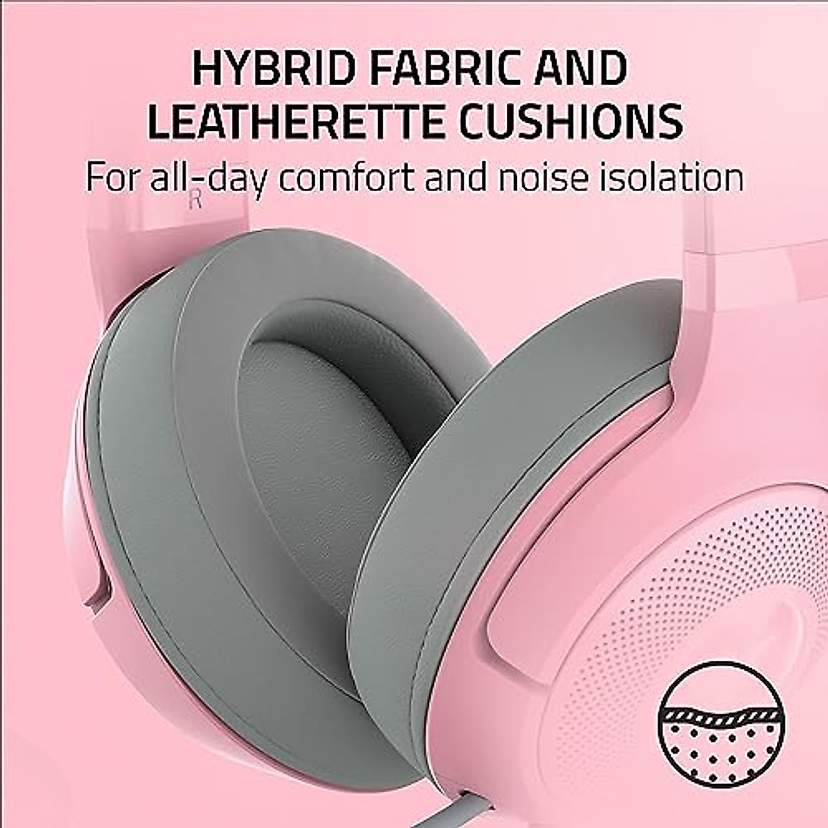 Razer Kraken Kitty V2 USB Wired Headset: Chroma RGB Kitty Ears - Stream Reactive Lighting - HyperClear Cardioid Mic - 40 mm Drivers - 7.1 Surround Sound - Comfortable Ear Cushions - Quartz Pink