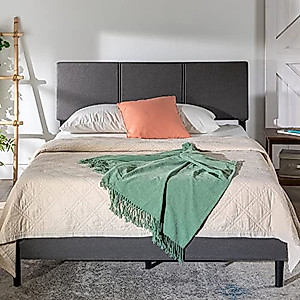 ZINUS Cambril Upholstered Bed Frame / Durable Steel Support / Bed Frame for Box Spring & Mattress / Easy Assembly, Queen Dark Grey