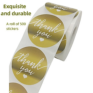 Cafurty 500 Sheets Thank You Labels Sticker Round 1.5", Thank You Sticker for Birthdays, Weddings, Giveaways, Bridal Showers and Perfect for Small Business Owner - Yellow