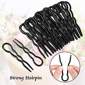 24 Piece Plastic Hair Bobby Pins U Shaped Grip Pins Fast Spiral Clips Hair Grip for Women Hairstyle Accessories(Black)