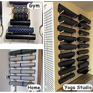 MTSON Yoga Mat Holder Home Wooden Yoga Mat Holder Gym Decor, for Foam Rollers Yoga Mat/Sports Sweat Towel, Yoga Studio or Commercial Gym Large Storage Yoga Mat Accessories