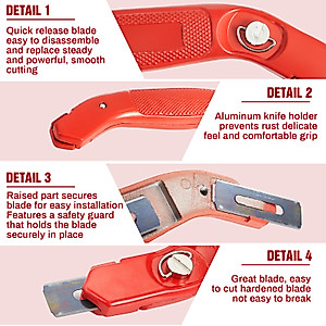 Lasnten 2 Pcs Knife for Cutting Carpet Heavy Duty Carpet Knife with 6 Blades Utility Carpet Tools Knife for Carpet Box Cutter Roofing Cutting Purpose, Aluminum