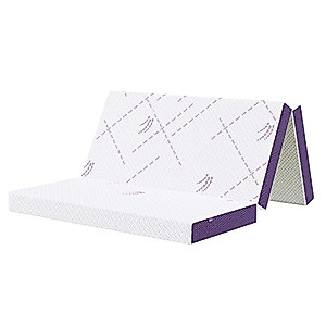 TeQsli Folding Mattress Twin Size, 4-Inch Foldable Mattress, Tri-Fold Gel Memory Foam Mattress with Washable Cover, Portable Mattress for Traveling, Camping, Guest Bed