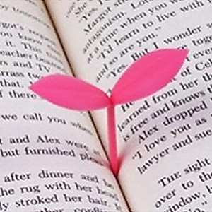 Sprout Little Green Bookmarks Mini Green Sprout Bookmarks Silicone Grass Buds Bookmarks Creative Gifts for Bookworm Book Lovers(Pink)