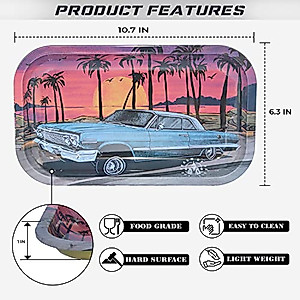 The Realm Of Oz LLC Lowrider Metal Tray Medium Sized Serving Tray 10.7 x 6.3 x1 Metal Serving Tray with Smooth Edges for Home or Travel