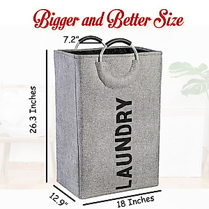 More Décor Grey Foldable Laundry Hamper With Sturdy Handles - Portable Laundry Bag - Material Oxford Cloth - Large Capacity
