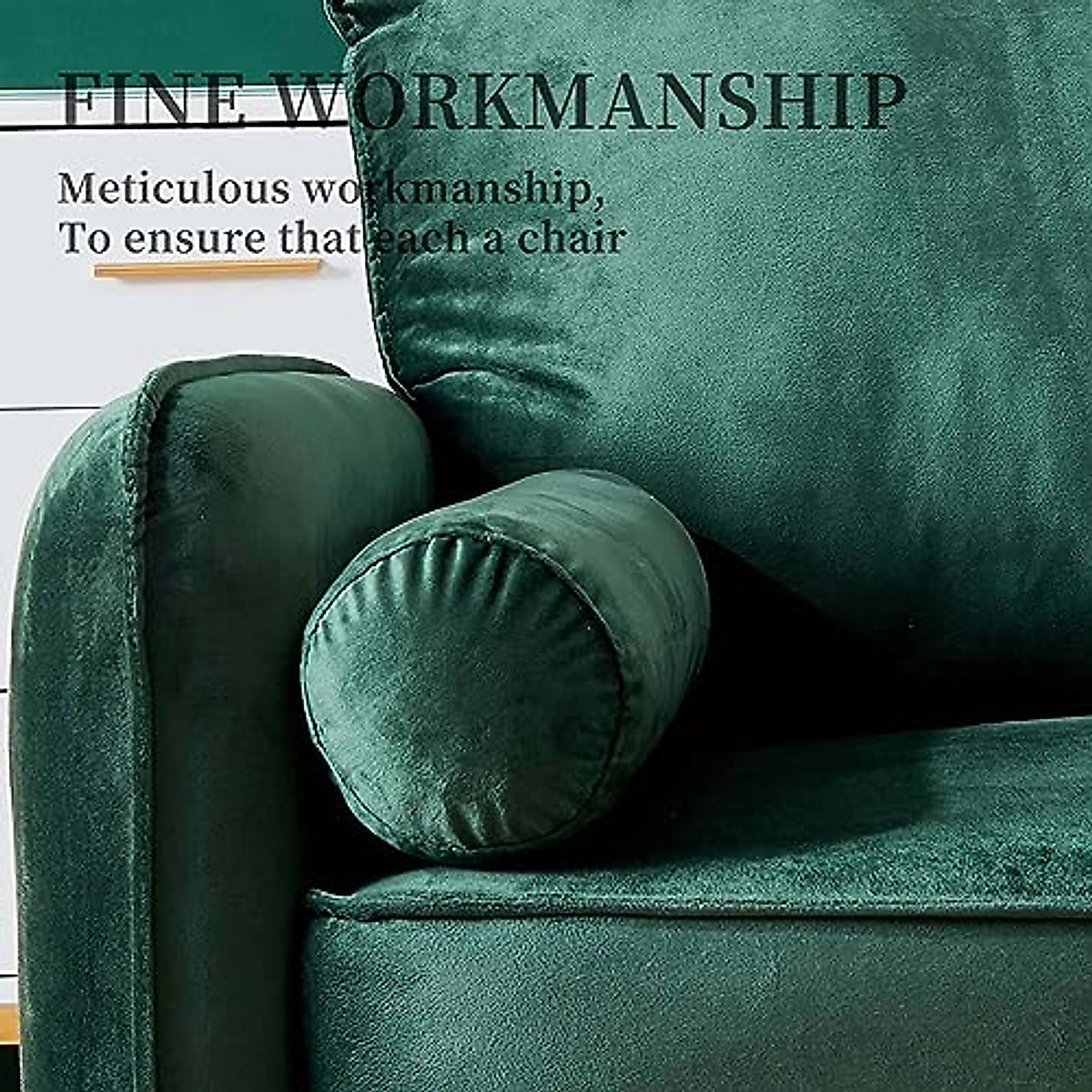 71" Velvet Sofa with Pocket Mid Century Modern Couch Futon Loveseat Sofá Chair Large Lounge Couch 3 Seater Couch for Dorm, Apartment,Room,Compact Living Space,Weight Capacity Up to 700 Lbs,Green