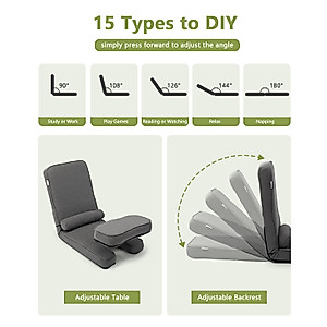 VLIVE Convertible Sleeper Sofa Chair - Adjustable Single Couch with Table & Pillow, Multifunctional Folding Chair Bed for Living Rooms, Bedroom, Small Apartment and Studios, Grey