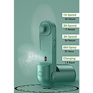 HonHey Handheld Fan Misting Fan, 3 in 1 Hand Fan, Portable Mini Fan with Rechargeable Battery Operated and 3 Adjustable Speed[6-13-20 Working Hours], Foldable Personal Fan for Girls Women Travelling (Green)