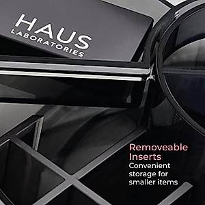 IDesign The Sarah Tanno Collection Lazy Susan Spinning Cosmetic Organizer, Made of Recycled Plastic, Smoke/Black 10 x 10 x 3.5"