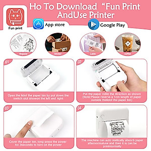 MXiiXM Mini Sticker Printer, Portable Mini Pocket Printer for iPhone, Smart Inkless Thermal Printer with 13 Roll Papers, Bluetooth Mini Printer for Notes, Photos, Stickers, Labels, Receipts (Pink)