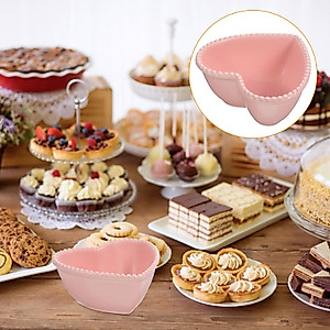 Luxshiny Heart Shaped Bowl Heart Shaped Bowl Ceramic Heart Bowl Heart Shape Salad Bowl Irregular Bowl for Fruit Salad Soup Cereal Snacks Dessert Pudding Cake Food Pink Oven Safe Bowls