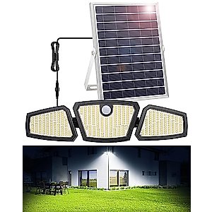 DeckTok Solar Lights Outdoor Indoor, 3500LM 350 LEDs 3 Modes Motion Sensor Solar Flood Light with Separate Solar Panel, 270° Wide Angle Illumination Waterproof Security Light for Yard Barn, 1Pack