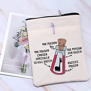 Kuzco Cartoon Inspiration Book Sleeve Poison Kuzco Book Cover Llama Book Sack Emperors Gift Yzma Book Zipper Pouch Gift for Fans (KuzcoBS)