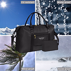 Large Duffle Bag for Travel Waterproof 21 Inch, Vankor Gym Duffel Bag for Women Men Durable Carry on Weekender Overnight Sports Luggage Weekend Beach Yoga Workout Hospital Mommy Diaper Bag Black