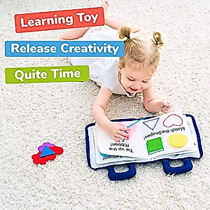 Jollybaby My First Busy Book Soft Fabric Cloth Books for Toddlers 1 2 3 Years Old My Quiet Book Church/Travel Toy Activities Learning Educational Book with 10 Sensory Items for Boys & Girls