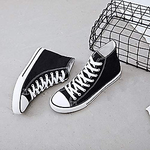 ZGR Men’s High Top Canvas Sneakers Lace Up Classic Casual Walking Shoes (Black,US9)