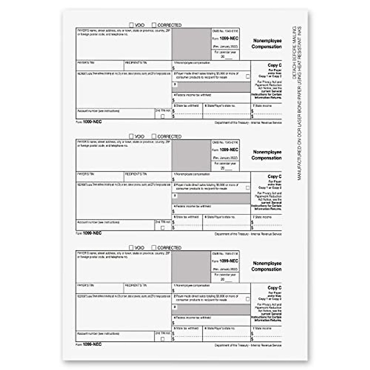 1099 NEC Forms 2022, 1099 NEC Laser Forms IRS Approved Designed for QuickBooks and Accounting Software 2022, 4 Part Tax Forms Kit, 25 Vendor Kit – Total 38 (108) Forms