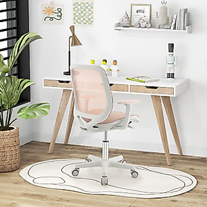 Giantex Kids Desk Chair, Children Armrest Computer Chair with Sit-Lock Wheels, Ergonomic Kids Office Chair with Waterfall Seat, Rolling Swivel Mesh Study Desk Chair for Girls Boys (Pink)