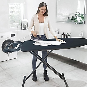 ikaufen Ironing Board, Non-Slip Foldable Tabletop Iron Board with Steam Iron Rest and Thicken Felt Pad, Heavy Sturdy Metal X-Legs Ironing Board (Black)