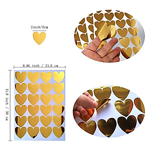 FAZHBARY 120 PCS 2" Gold Heart Wall Decals Heart Stickers for Wall Vinyl Stickers for Girls Boys Baby Bedroom Nursery Decoration