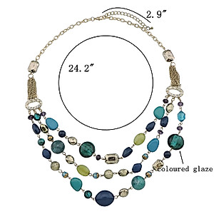 Coiris New Multi Layer Beads Statement Gold Chain Necklace for Women (N0009)