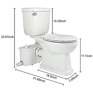 500Watt Upflush Toilet with Bidet Sprayer- Macerating Toilet withToilet Bowl,Toilet Tank and Macerator Pump with 4 Water Inltes for Kitchen Sink, Bathroom, Laundry