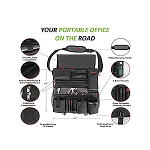 Fitmax Professional Car Truck Front Seat Organizer, Patrol Police Bag With dedicated and Secured laptop Storage, Carefully Designed with 25 Compartments. Truly your Office Within Arm's Reach., B001