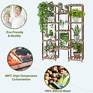 Veakoo Plant Stand Indoor Outdoor,11 Tiered Tall Wood Flower Stands Large Plant Shelf Multiple Garden Shelves Window Display Holder Rack for Corner Balcony Patio Living Room Bedroom with 3 Free Tool Visit the Veakoo Store
