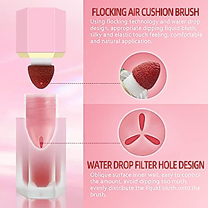 BEFIVECOK Liquid Blush for Cheeks, Soft Cream Blush with Cushion Applicator, Dewy Finish Matte Velvet Texture, Natural-Looking, High-Pigmented Blendable, Long-Wearing Skin Tint Blush Makeup | #01 SEDUCTIVE-Bright Red