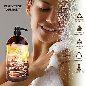 Dead Sea Collection Almond Vanilla Body Wash for Women and Men - with Pure Dead Sea Minerals and Sweet Almond Oil - Cleanses and Moisturizes Skin - Pack of 2 (67.6 fl. oz)