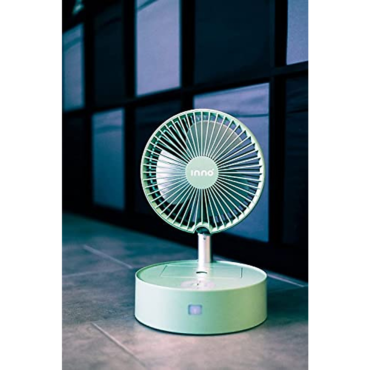Portable Fan & Essential Oil Diffuser – Foldable Standing or Desk Fan with Night Light, Air Diffuser, Humidifier – 24 Hr. Run Time (Green)