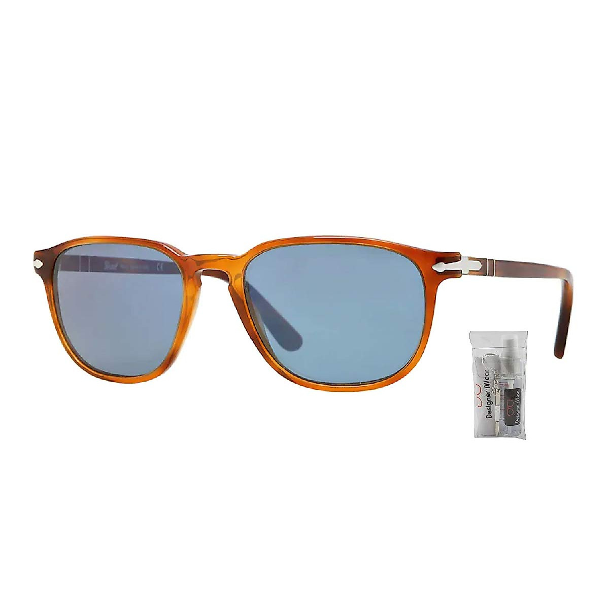 PO3019S 96/56 55MM Terra Di Siena/Light Blue Square Sunglasses for Men + BUNDLE with Designer iWear Eyewear Kit
