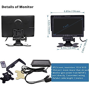 JOINLGO 4 Channel 256GB 1080P AHD HD Mobile Vehicle Car DVR Black Box Video Recorder Kit with 4pcs Waterproof Side Rear View Backup Night Vision Metal IR 2.0MP Car Camera 7" HD Car Monitor