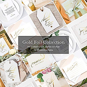 Bliss Collections Thank You Place Setting, Gold Foil, Table Place Cards for Weddings, Receptions, Rehearsals, Dinner Parties, Events and Celebrations, 4"x6" (50 Cards)