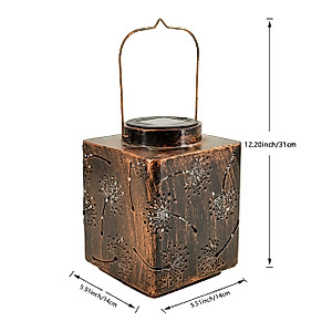 Elfengarden 36 Inch Solar Lantern with Shepherd Hooks - Metal Lanterns Decorative Warm White LED Light - Waterproof Powered Hanging for Patio Garden Pathway [Dandelion-B]