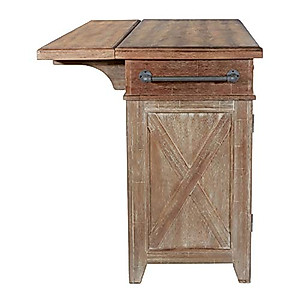 OSP Home Furnishings Cocina Kitchen Island with Wood Top, Drop Leaf and Decorative Steel Hardware, Brown
