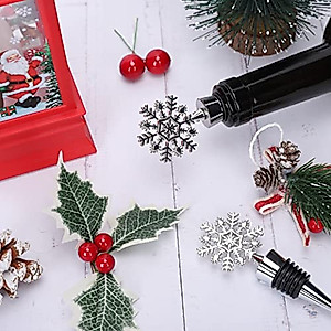 Whaline 4 Pieces Snowflake Wine Stopper Christmas Decorative Wine Bottle Stopper Metal Beverage Beer Stopper for Keeping Wine Fresh Winter Birthday Wedding Bar Tool Home Kitchen