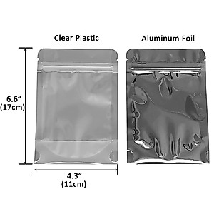 Belinlen 100 PACK 4 x 6 Inch Zipper Mylar Bags Stand Up Mylar Zip Lock Bags Clear Silver Bags Reusable Food Storage Aluminum Foil Pouch Bags for Multipurpose with Gusset Bottom(5.5mil Thickness)